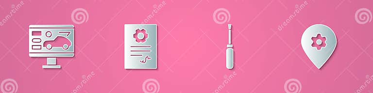 Set Paper Cut Diagnostics Condition of Car, Auto Service Check ... Set Paper Cut Diagnostics Condition of Car, Auto Service Check ...