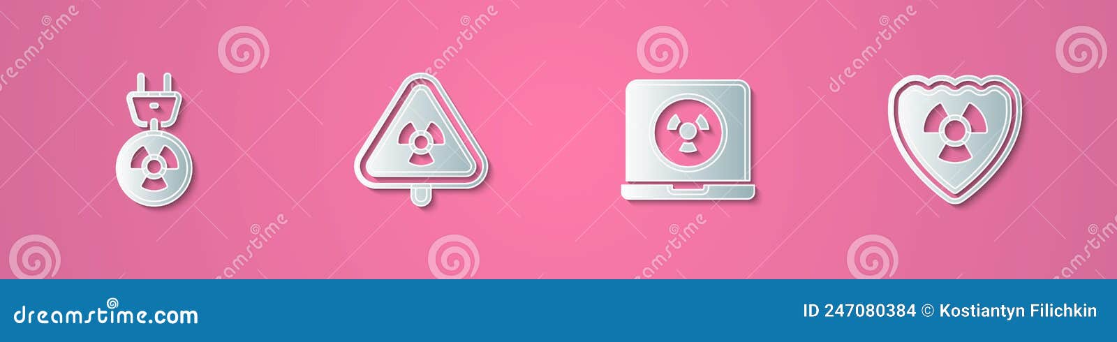 Set Paper Cut Radiation Electrical Plug, Triangle with Radiation ...