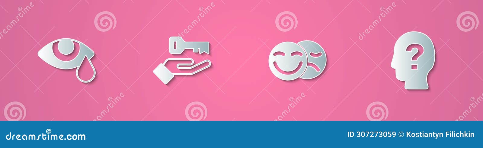 Set Paper Cut Tear Cry Eye, Solution To the Problem, Comedy and Tragedy ...