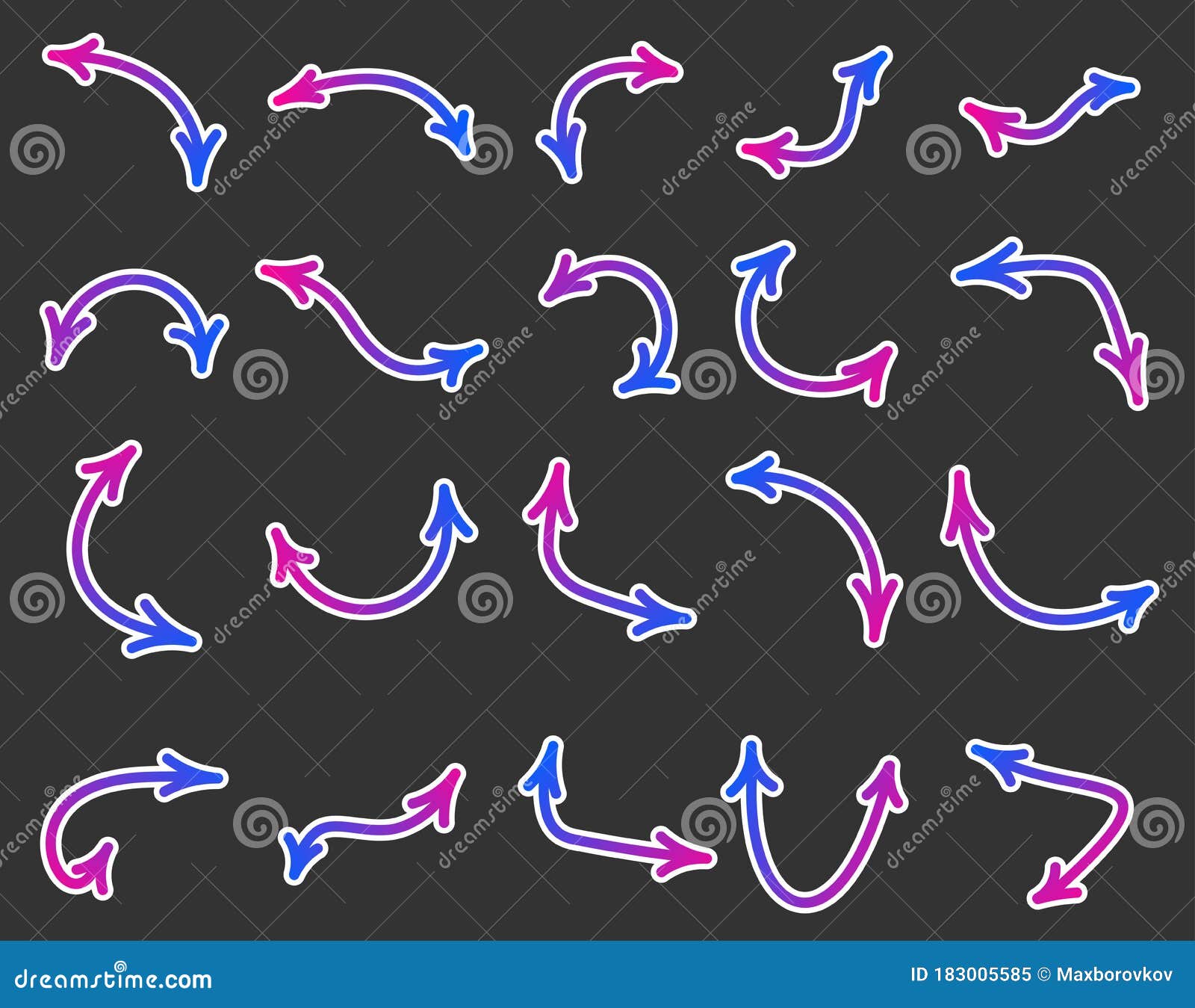 Set of Paper Double Sided Isolated Arrows Stock Vector - Illustration ...