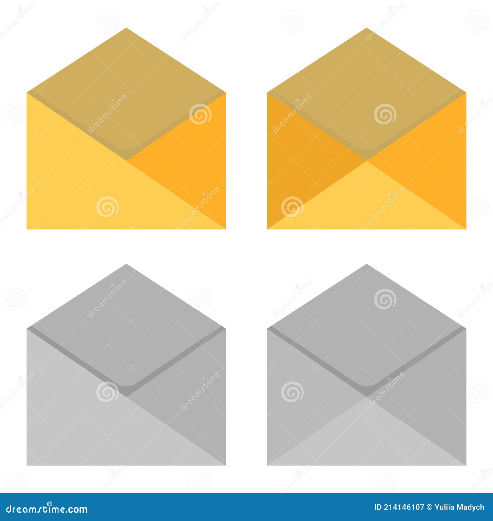 Set Of Paper Envelopes In Different Forms Isolated On White Background ...
