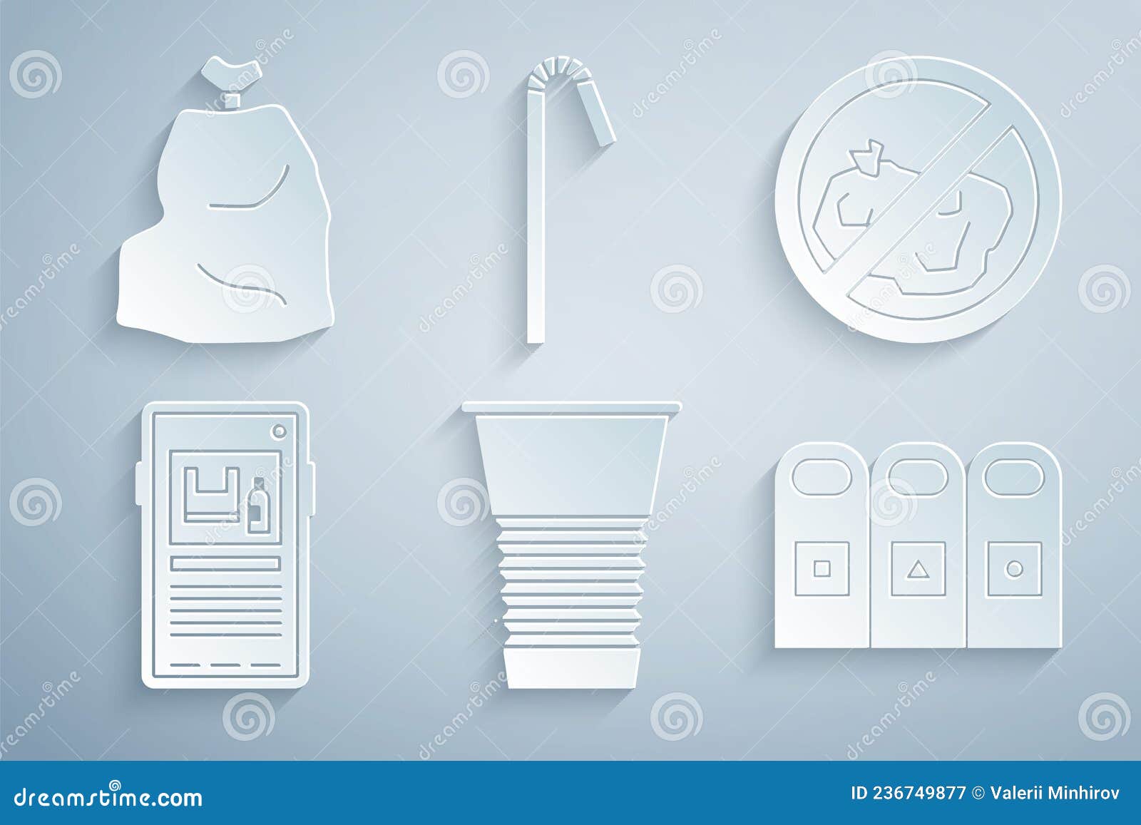 Set Paper Glass, No Trash, Stop Plastic Pollution, Trash in Garbage ...