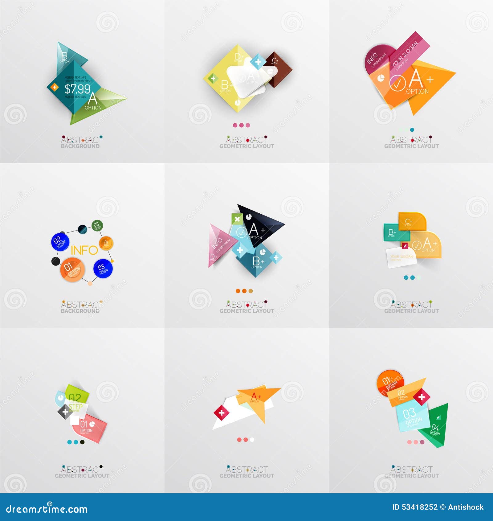 Set of Paper Graphic Layouts Stock Vector - Illustration of concept ...