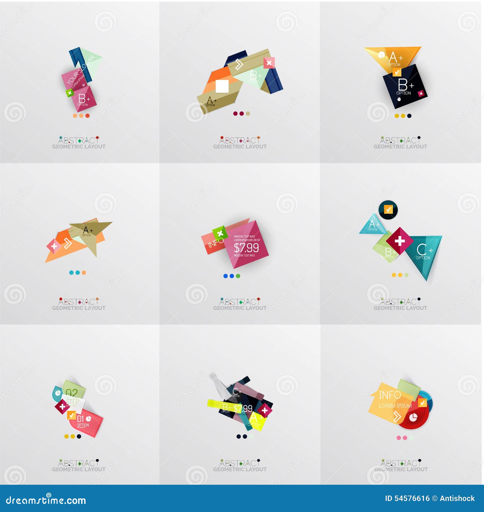 Set of Paper Graphic Layouts Stock Vector - Illustration of color ...