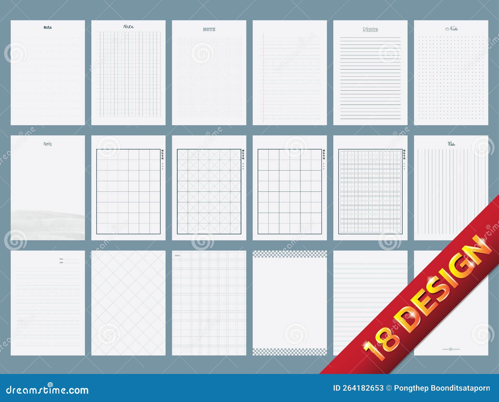 Set of Paper Note Template for Notebook and Notice Memo 18 Design in ...
