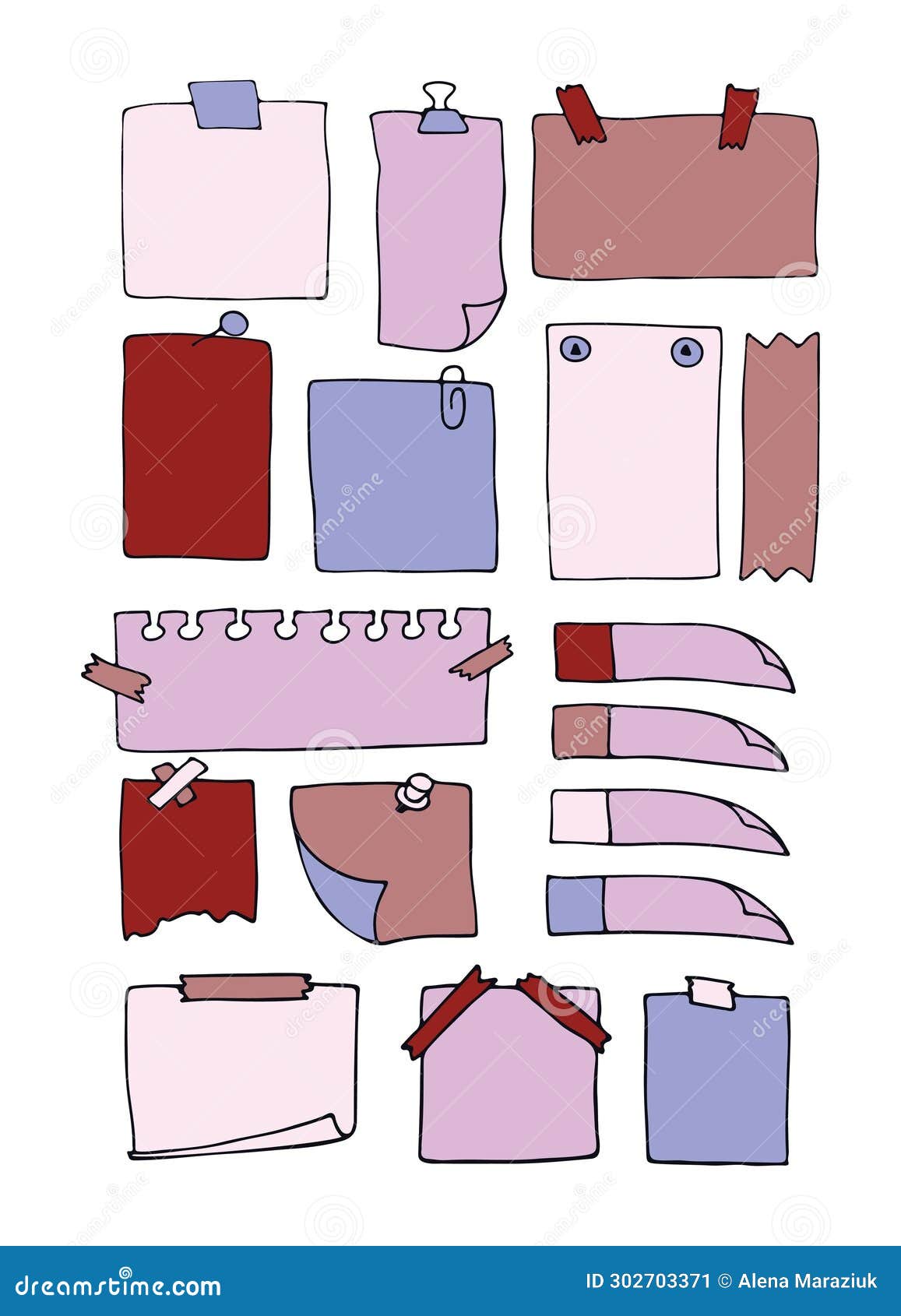 Set of Paper Notes, Stickers, Sticky Sheets, Torn Leaves. Notepads and ...