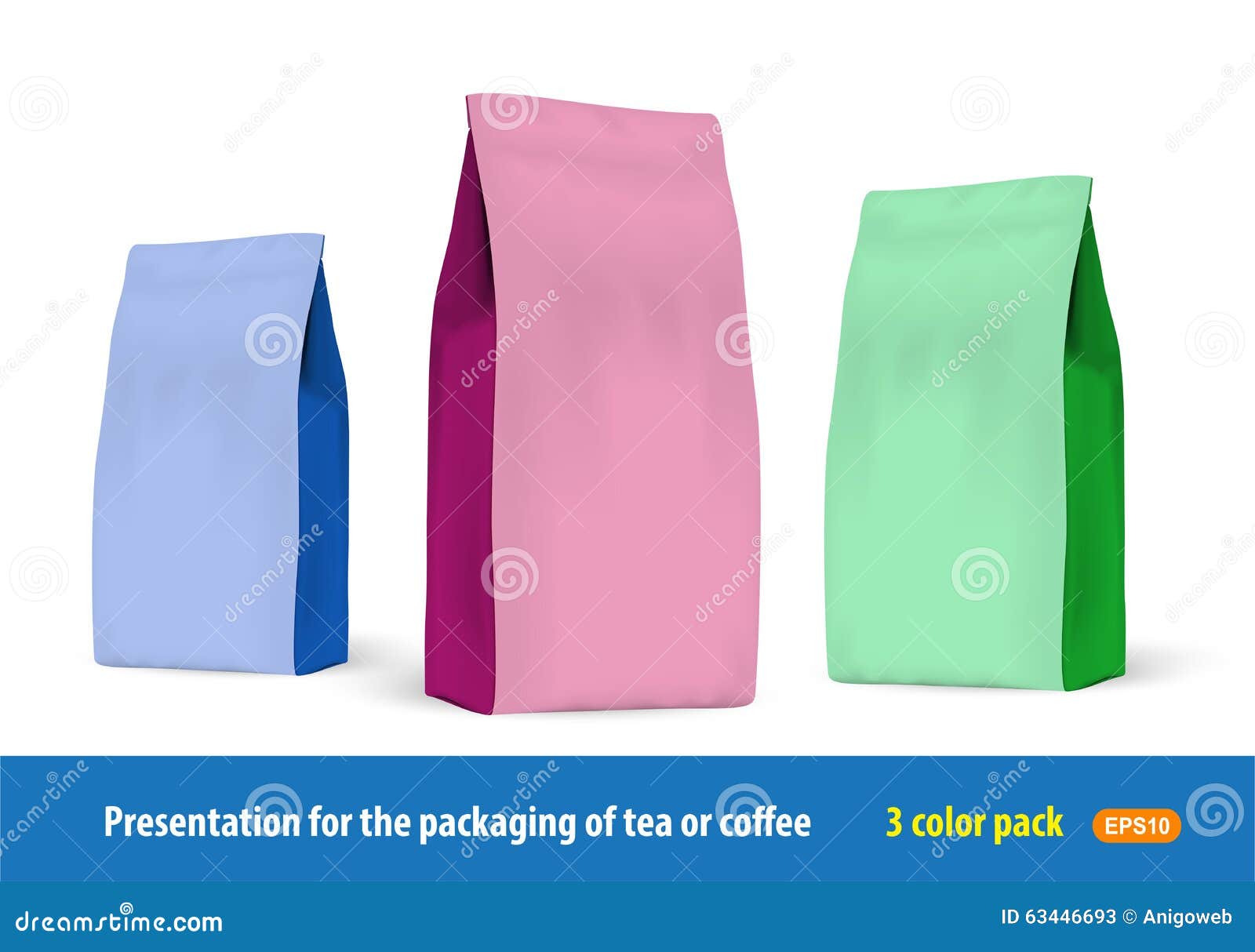 Set of Paper Packets of 3 Colors for the Presentation Stock Vector ...