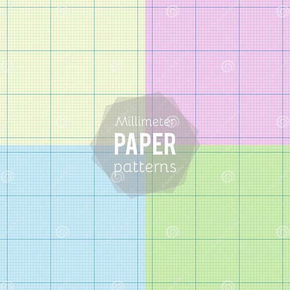 Set: Paper Patterns. Millimeter Papers in Different Colors Stock Vector ...