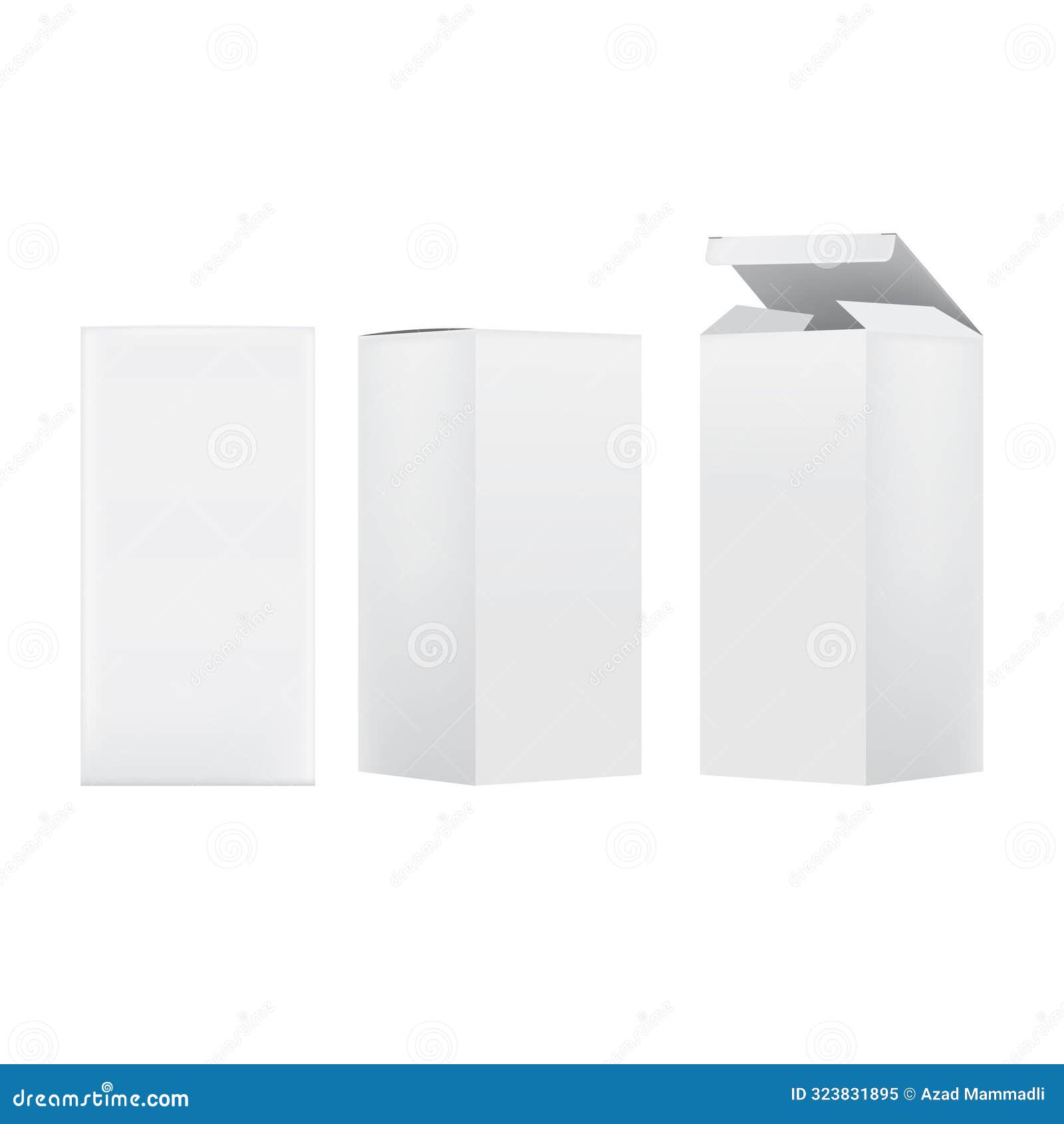 Set of Paper Rectangular Packaging Boxes with Opened and Closed Lid. Vector Stock Vector ...