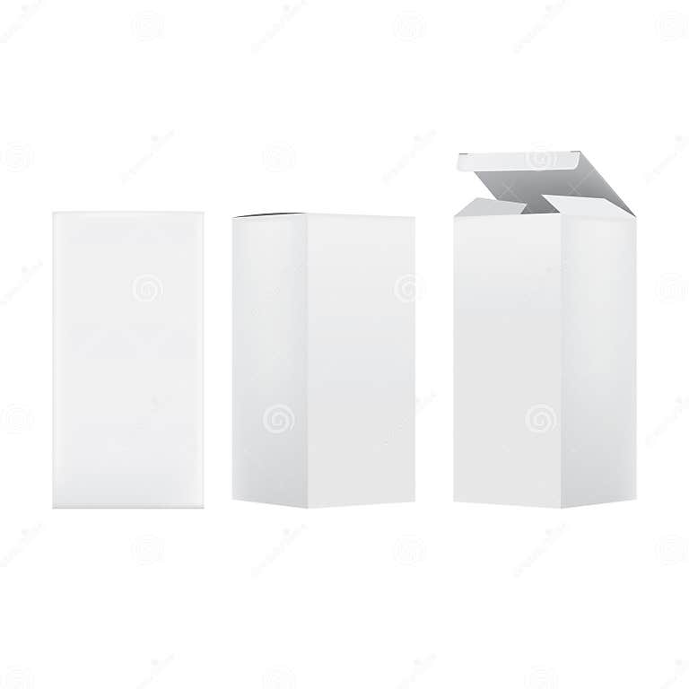 Set of Paper Rectangular Packaging Boxes with Opened and Closed Lid. Vector Stock Vector ...