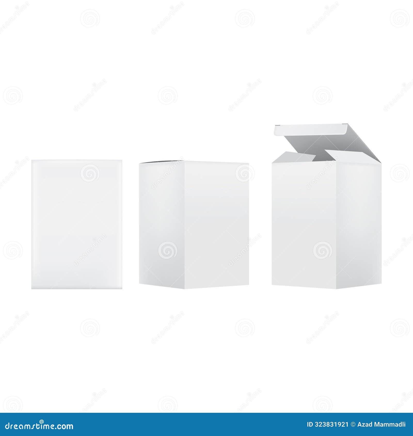 Set of Paper Rectangular Packaging Boxes with Opened and Closed Lid. Vector Stock Vector ...