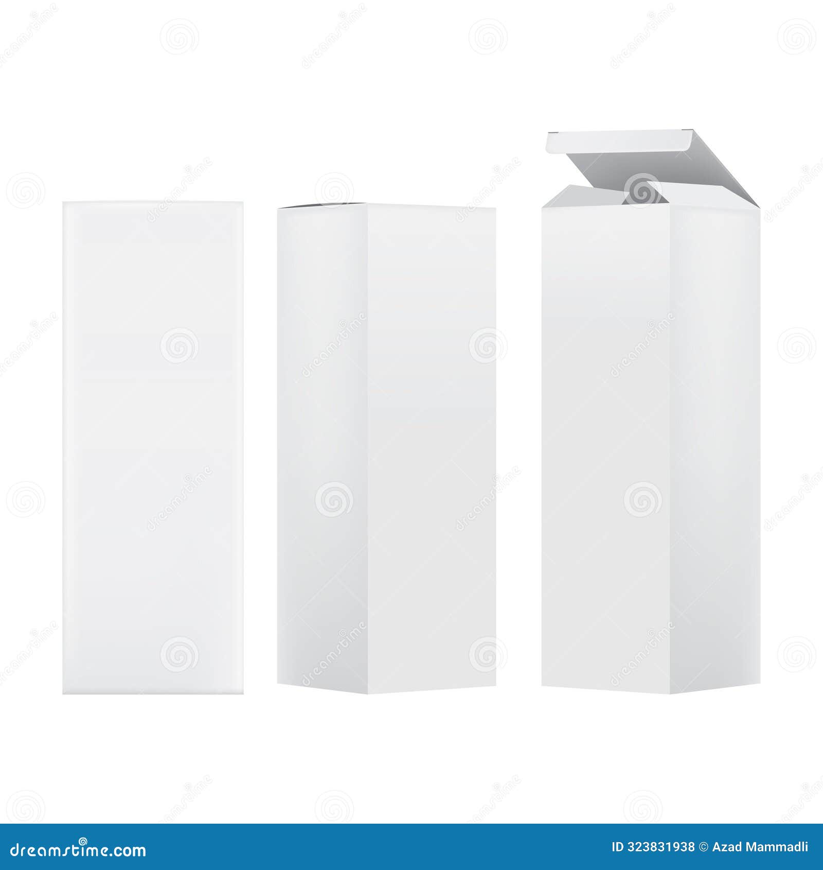 Set of Paper Rectangular Packaging Boxes with Opened and Closed Lid. Vector Stock Vector ...
