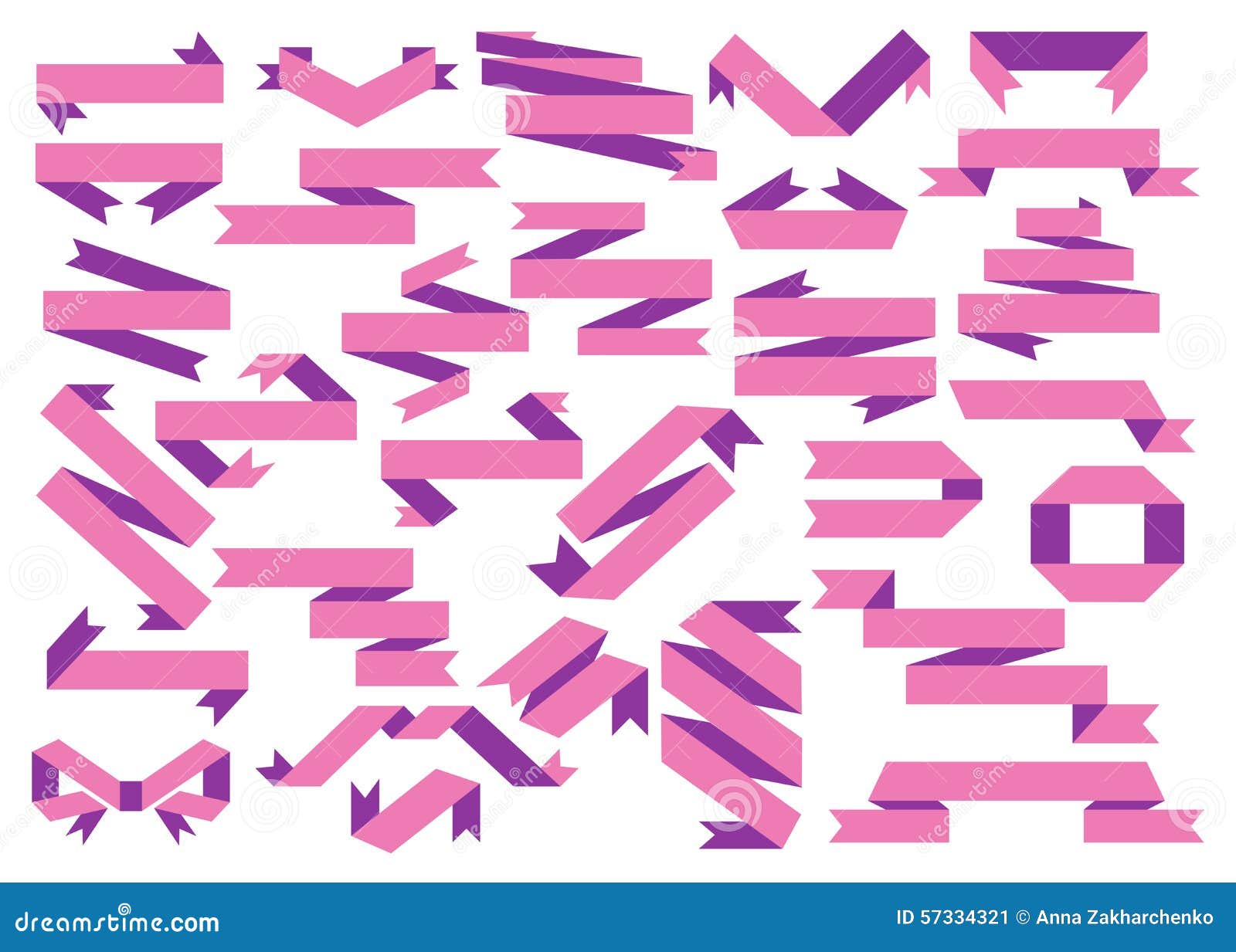 Set of Paper Ribbons. Flat Style Design Stock Vector - Illustration of ...