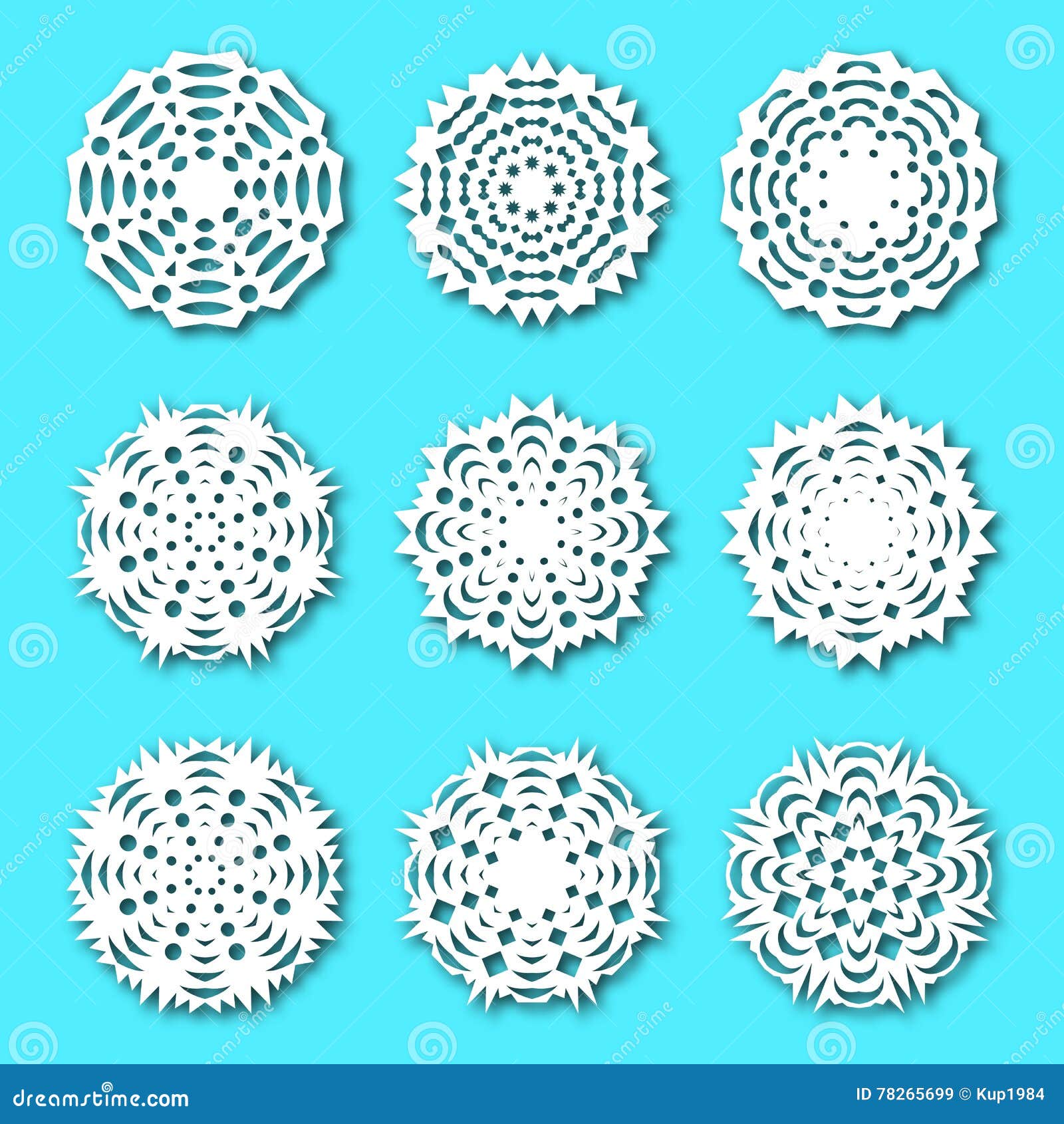 Set Paper Snowflakes, Vector Illustration. Stock Vector - Illustration ...