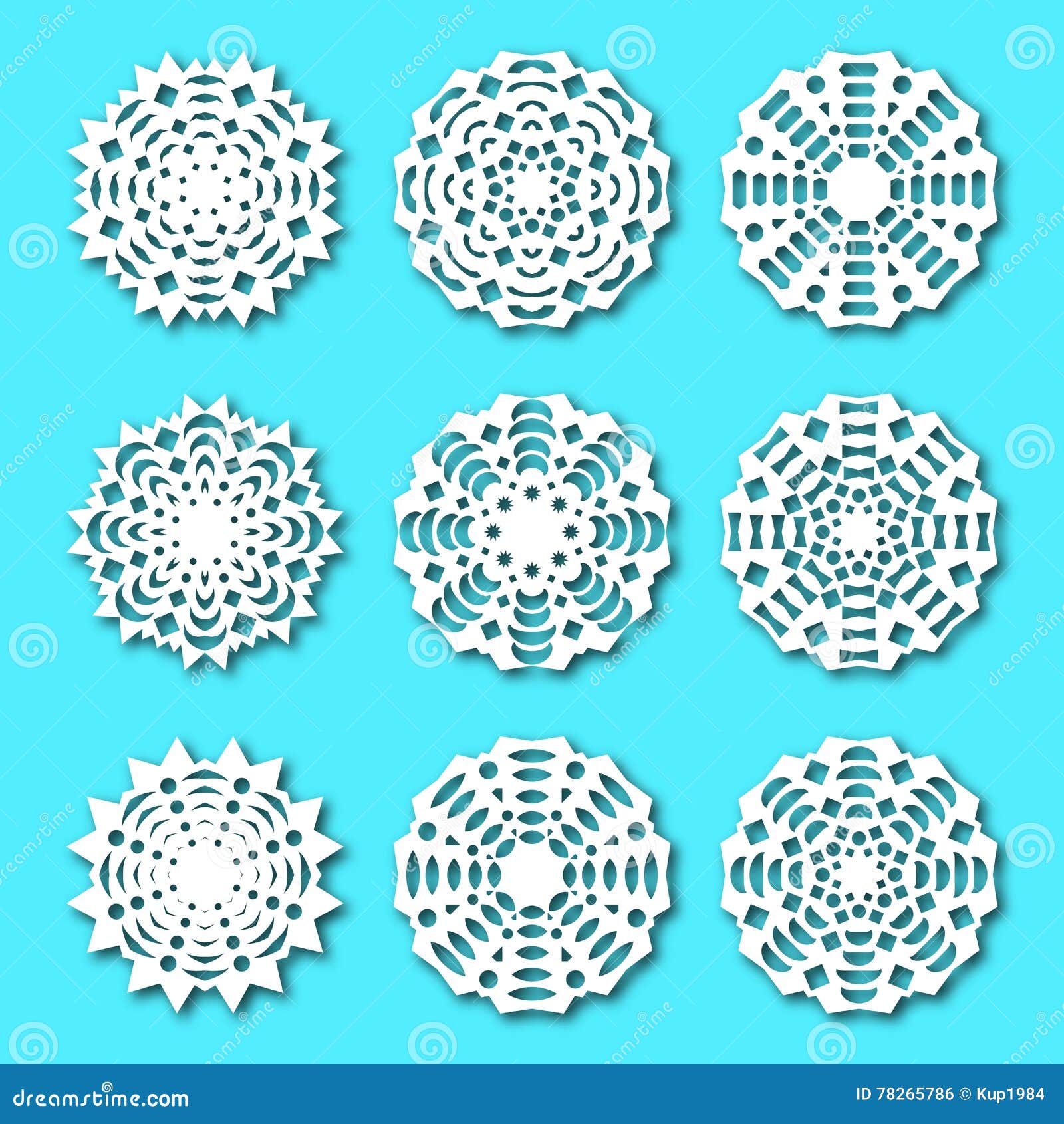 Set Paper Snowflakes, Vector Illustration. Stock Vector - Illustration ...