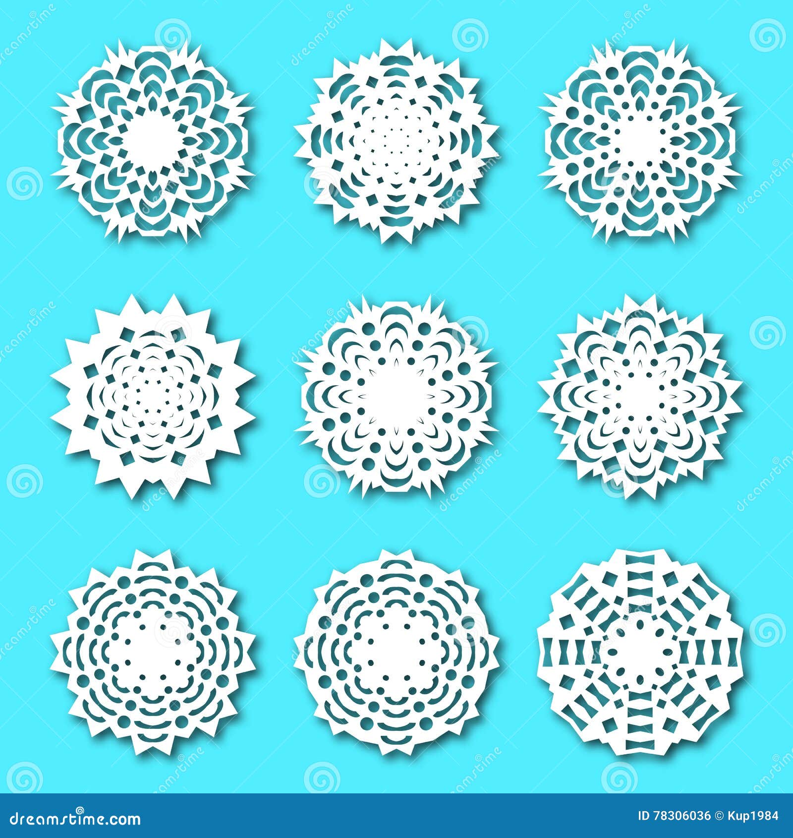Set Paper Snowflakes, Vector Illustration. Stock Vector - Illustration ...