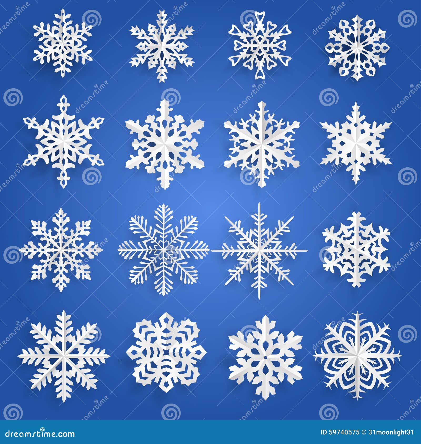 Set of paper snowflakes stock vector. Illustration of decoration - 59740575