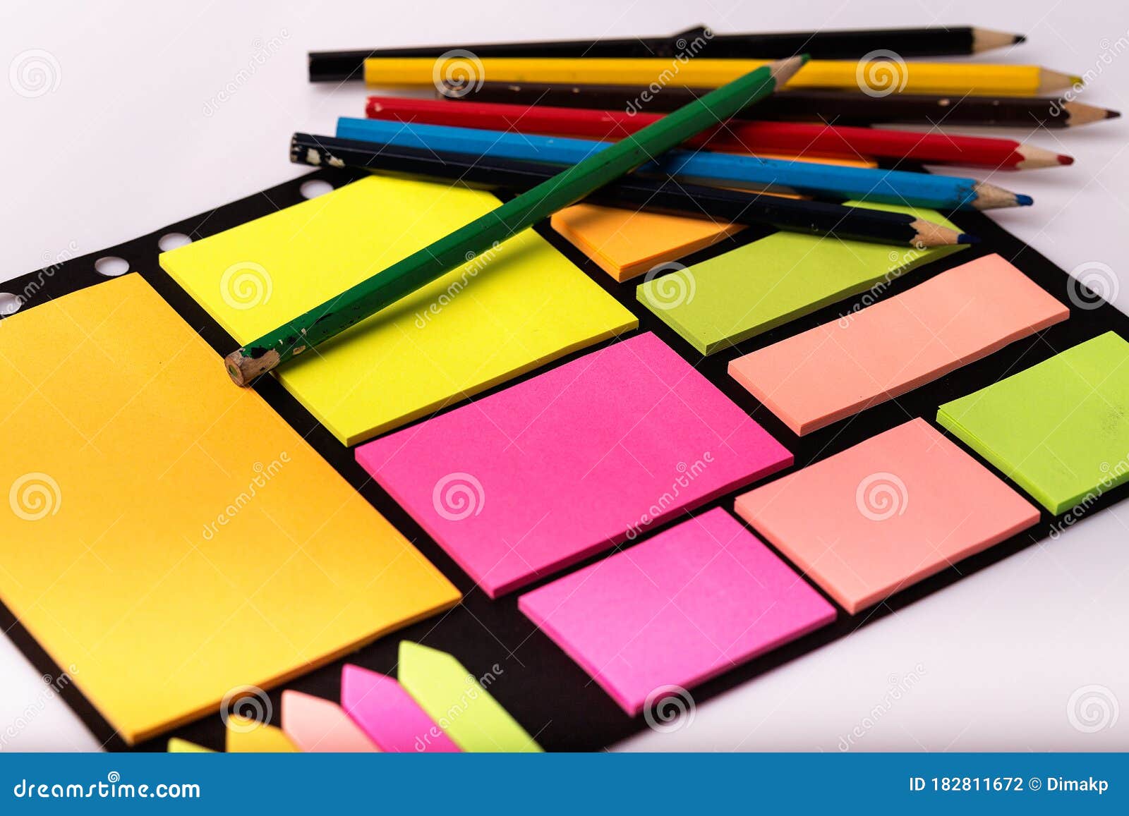 Set of Paper Stickers Pencils Stock Photo - Image of color, education ...