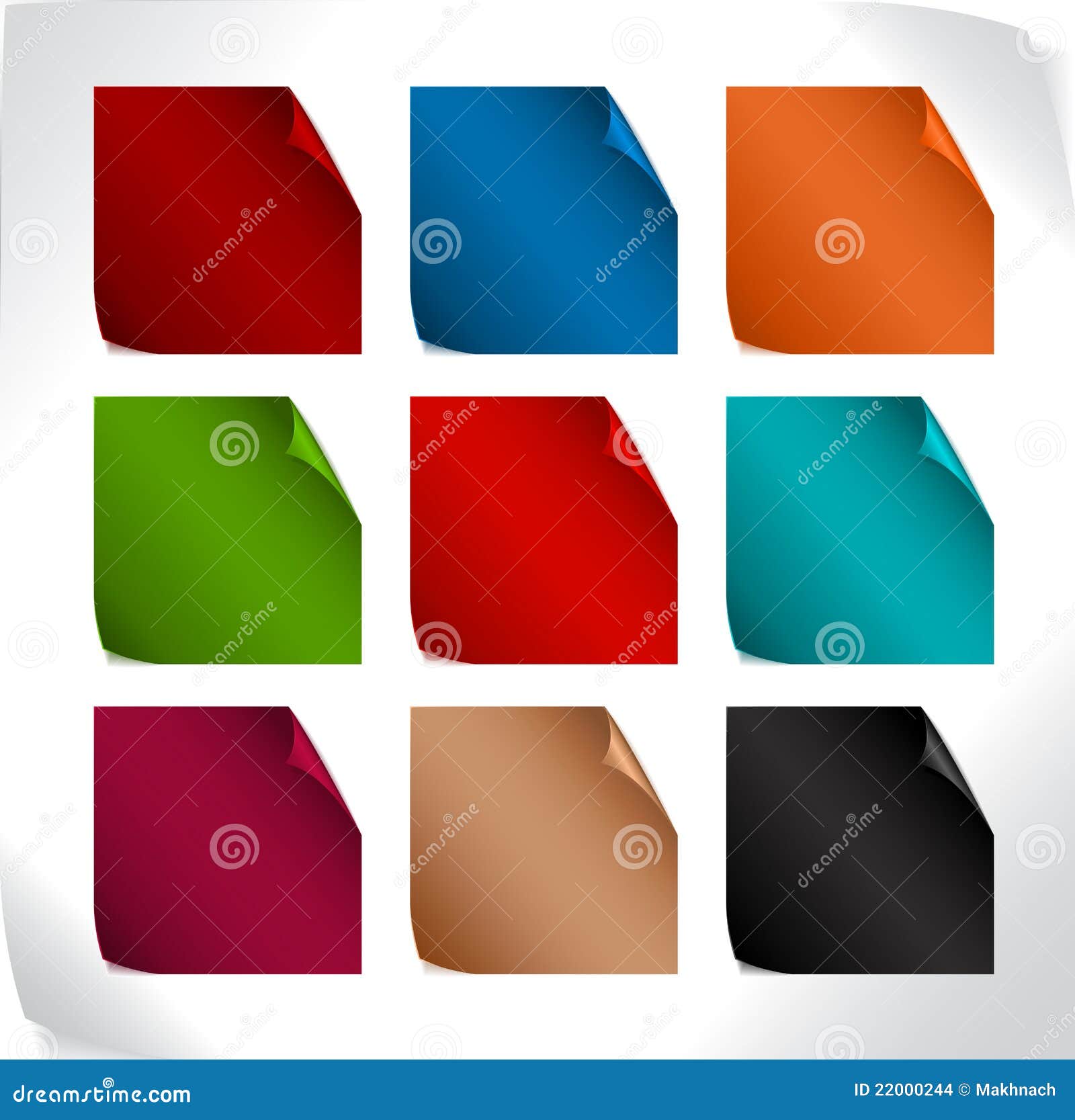 Set of Paper Stickers with Rounded Corners Stock Vector - Illustration ...