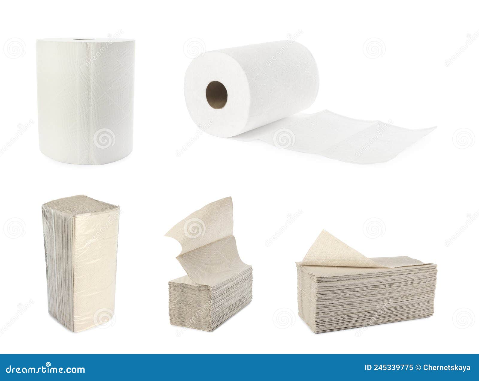 Set of Paper Towels on White Background Stock Image - Image of comfort ...