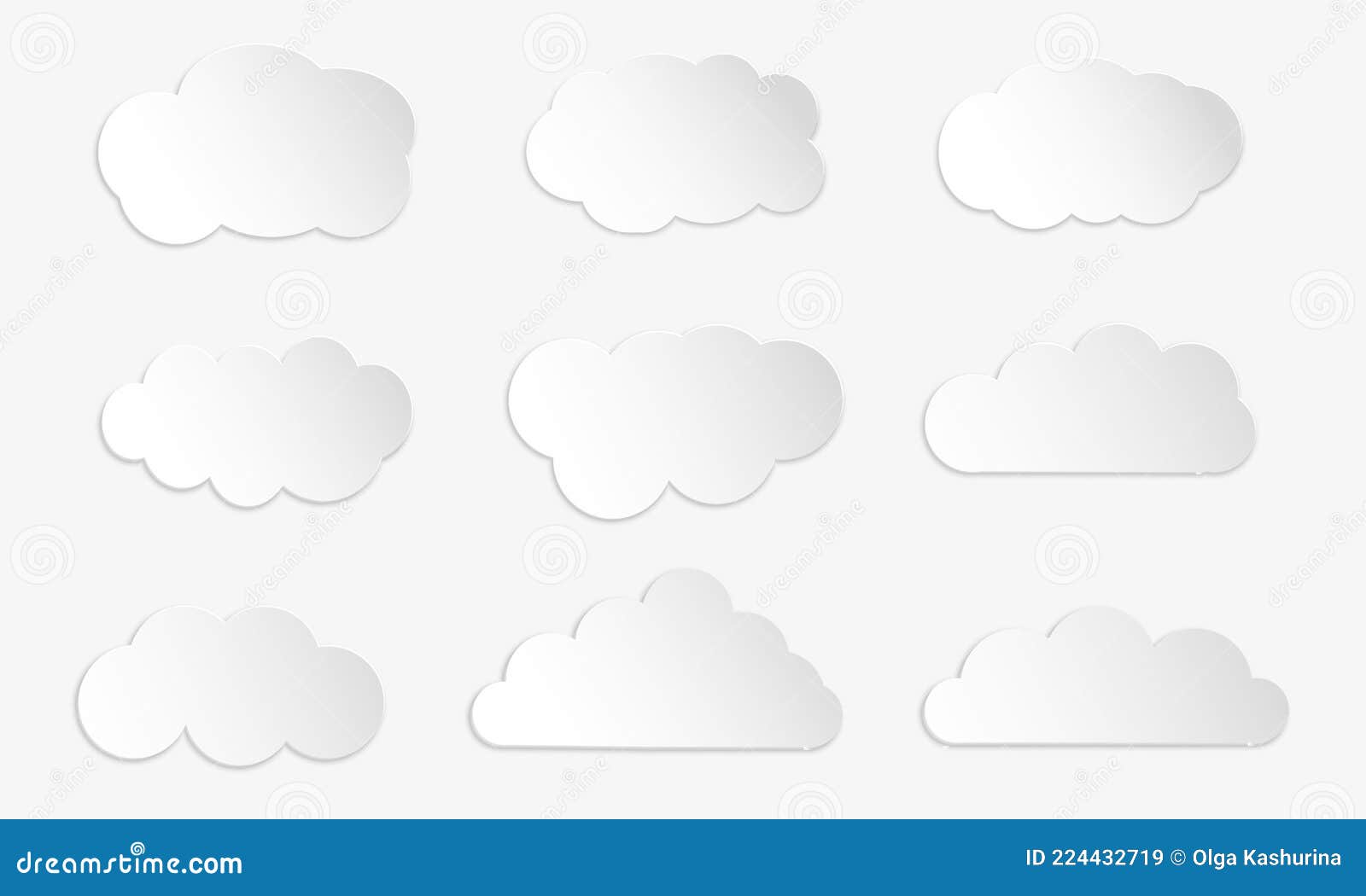 Set Paper White Clouds. Vector for Stock Stock Vector - Illustration of ...