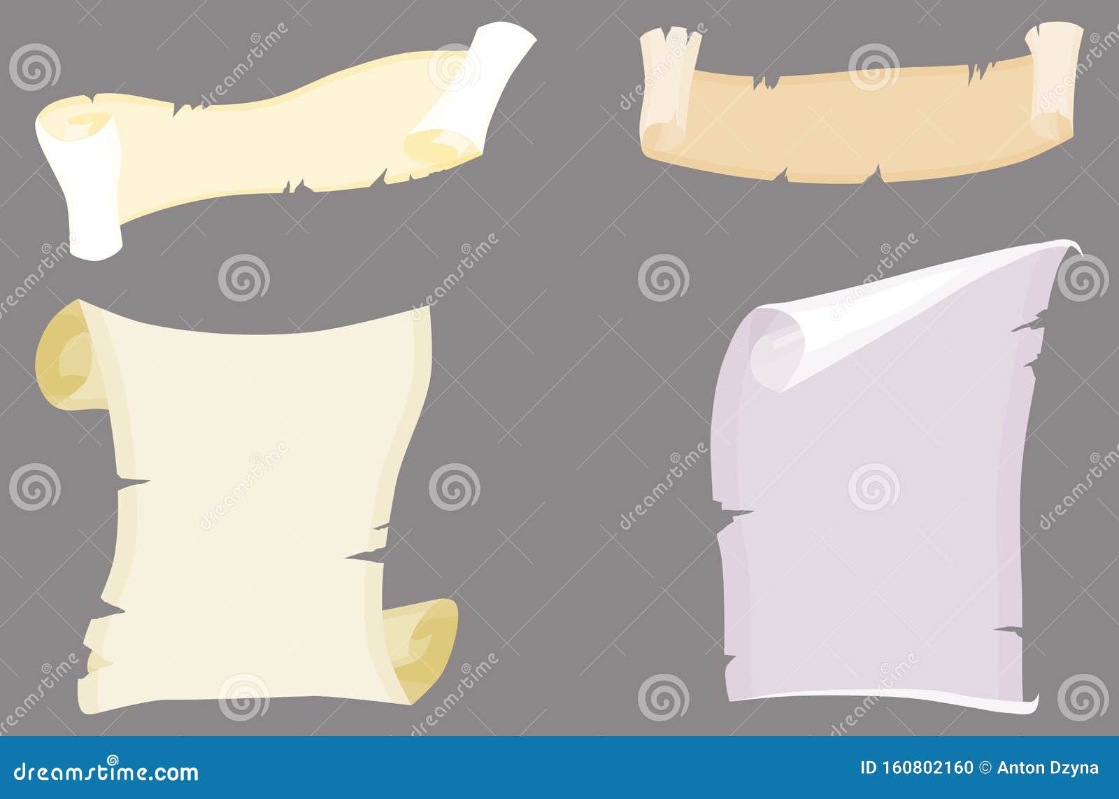 Set of Papyrus Scrolls. Work Paper Stock Illustration - Illustration of ...