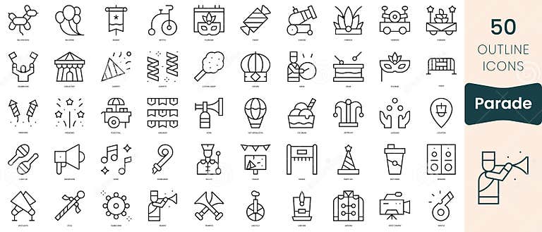 Set of Parade Icons. Thin Linear Style Icons Pack Stock Vector ...