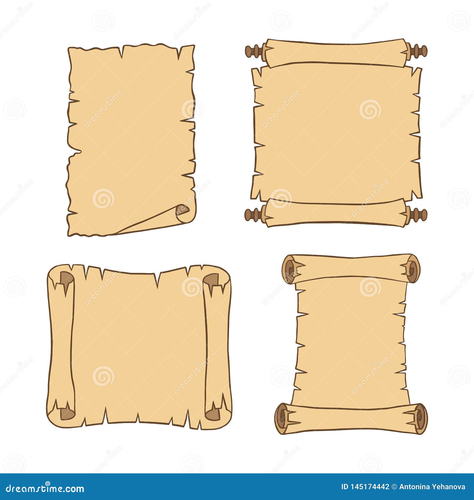 Scroll Icons Blank Paper Transparent Background Vector Design Set ...