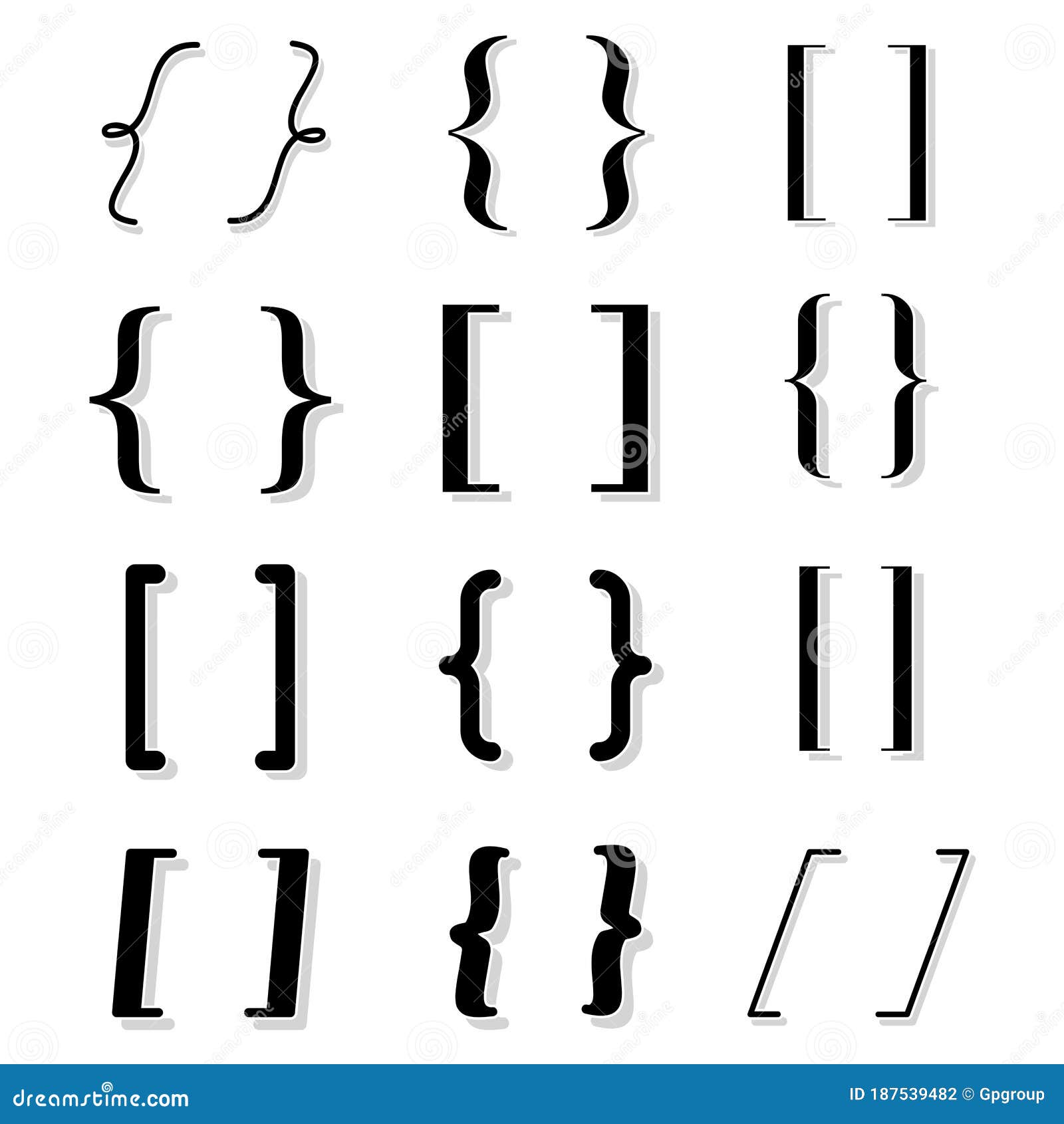 Set of Parentheses Icons Vector Design Stock Vector - Illustration of ...