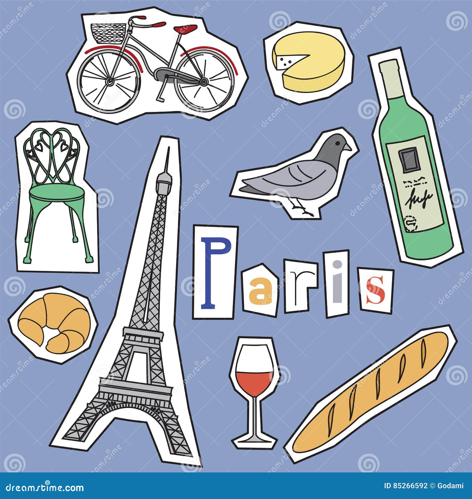 Set of Paris landmarks stock vector. Illustration of eiffel - 85266592