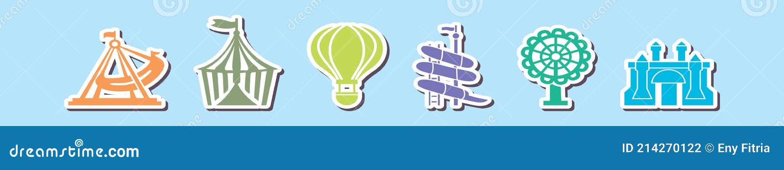 Set of Park Cartoon Icon Design Template with Various Models. Vector ...