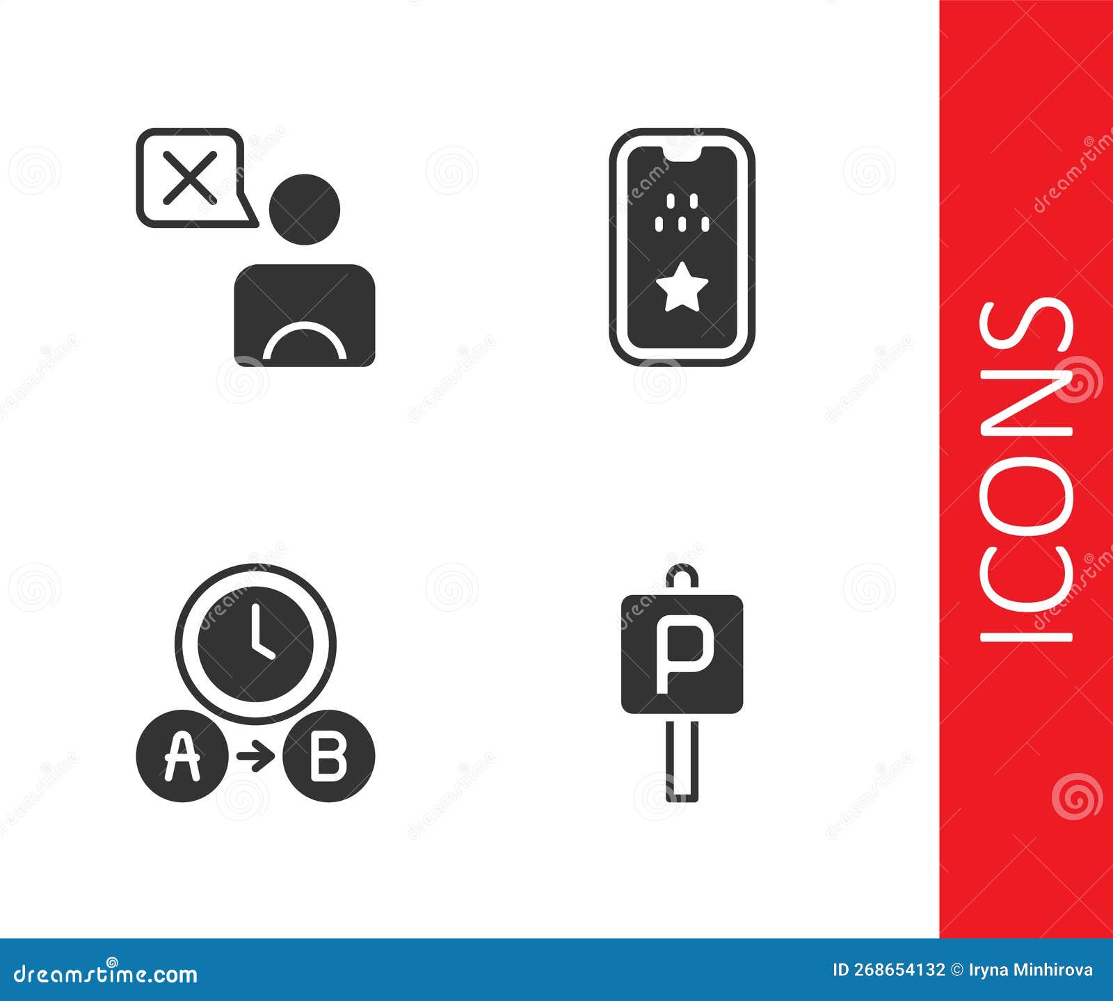 Set Parking, Taxi Driver, Waiting Time and Mobile App Icon. Vector ...