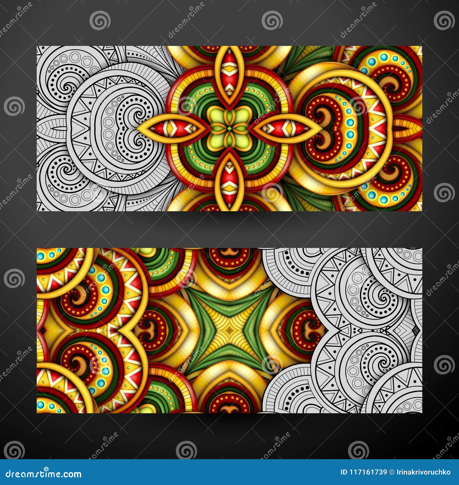 Set of Partially Colored Banners, Web Design Element Stock Vector ...