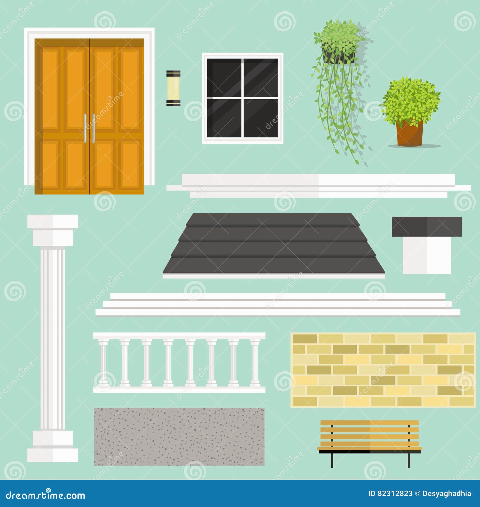 Set of Parts of House Building . Stock Vector - Illustration of ...