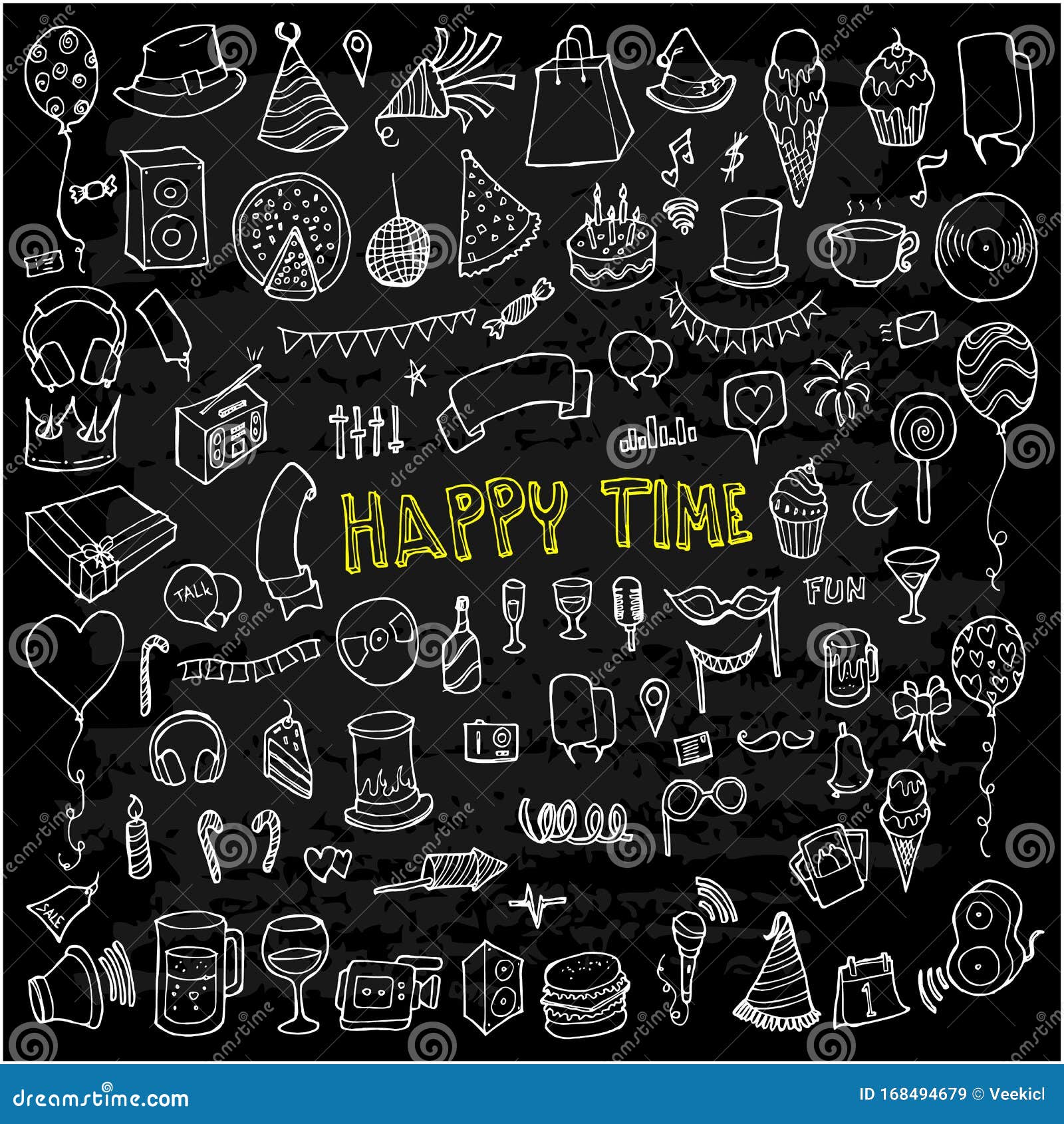 Set of Party Drawing Illustration Hand Drawn Doodle Sketch Line Vector ...