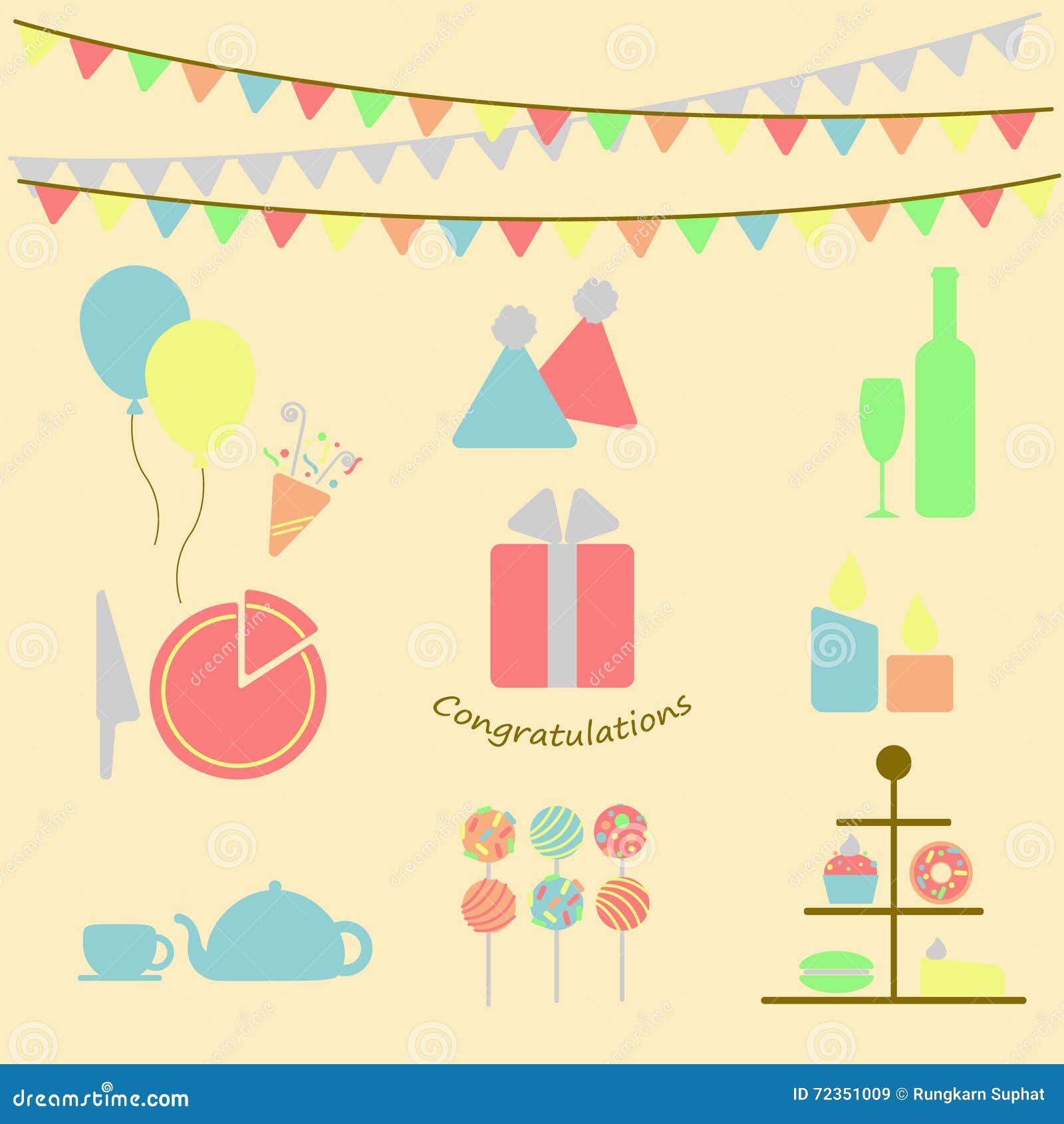 Set of party elements stock vector. Illustration of dots - 72351009