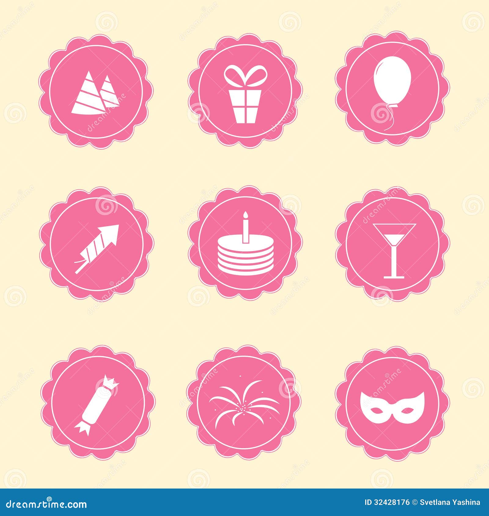 Set of party icons stock photo. Image of network, flat - 32428176