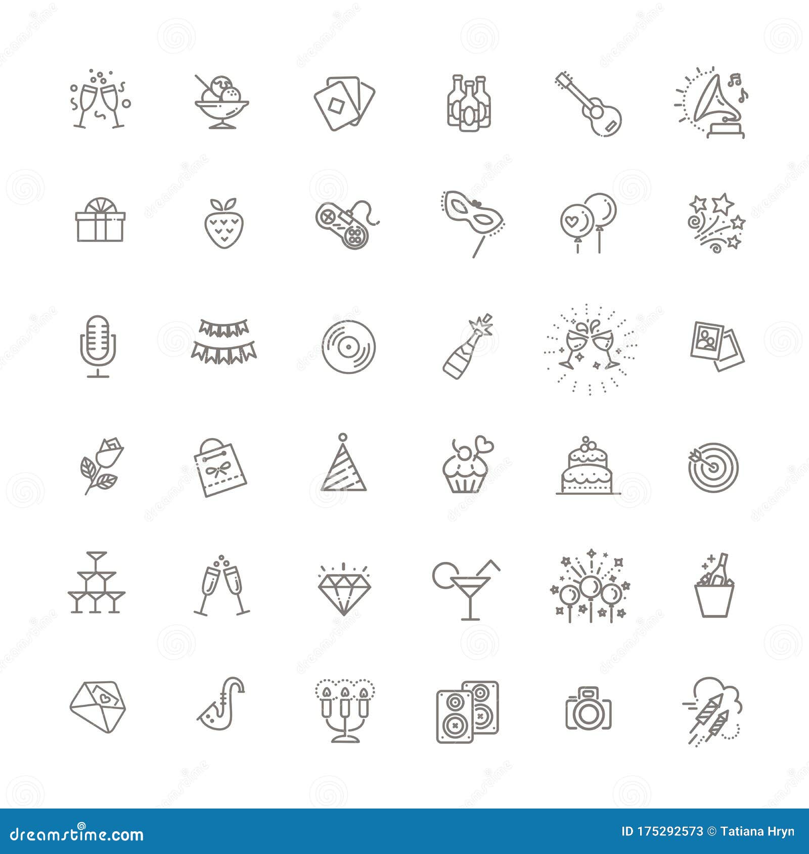 Set of Party Related Vector Line Icons Stock Illustration ...
