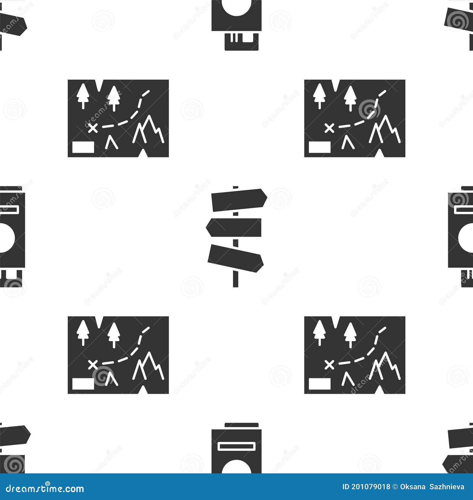 Folded Map With A Signpost. Vector Illustration, Flat Design ...