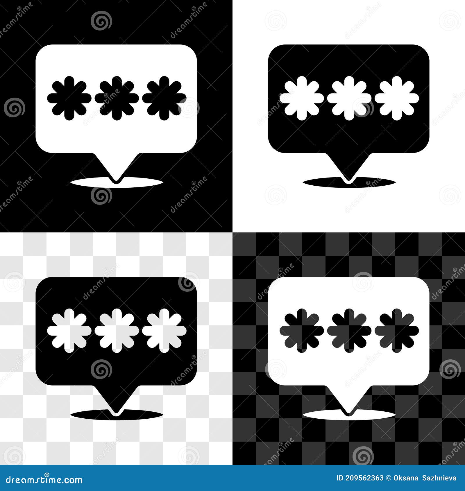 Set Password Protection and Safety Access Icon Isolated on Black and ...