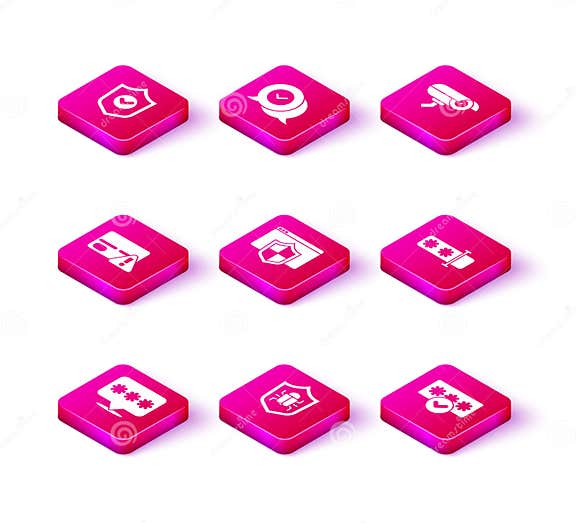 Set Password Protection, System Bug, Credit Card, Browser with Shield, Security Camera and Check ...