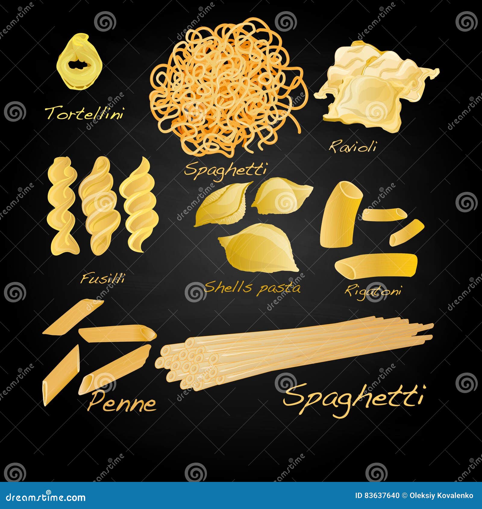 Pasta Shapes Vector Illustration | CartoonDealer.com #24400040