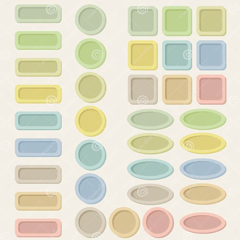 Set of Pastel Buttons for Web Design. Stock Vector - Illustration of ...