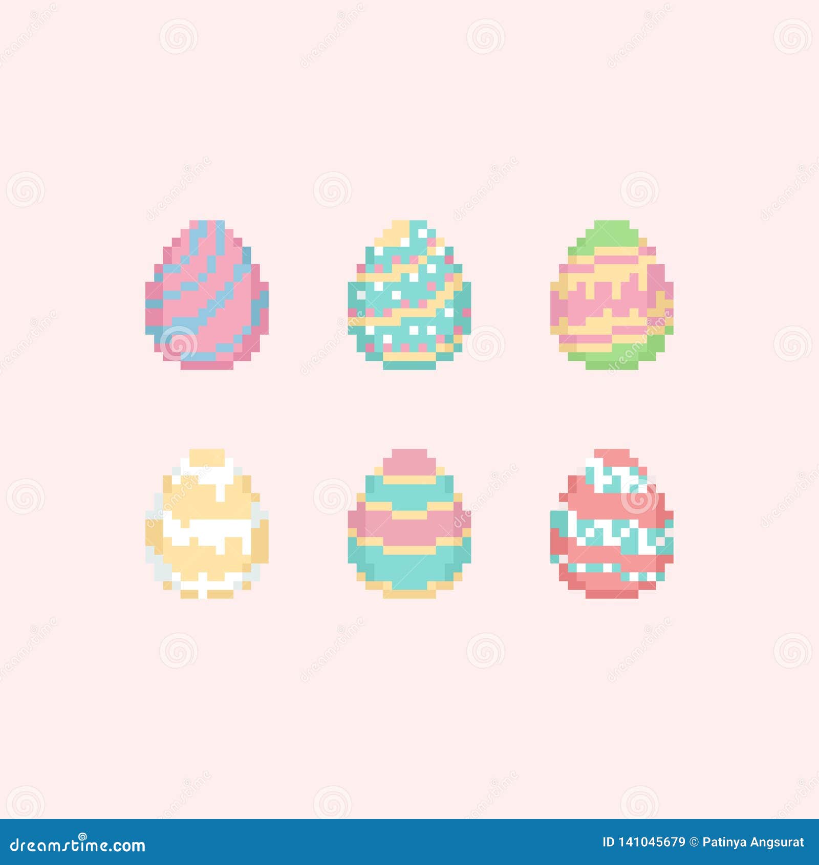 Pixel Easter Egg Set.Easter Day Elements. Stock Illustration ...