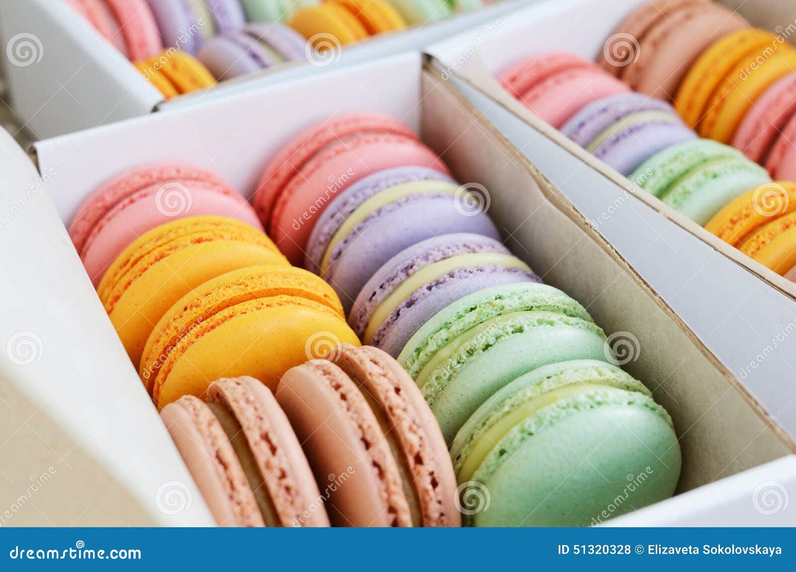 Set Pastel Colored Macaron in the Boxes Stock Photo - Image of ...