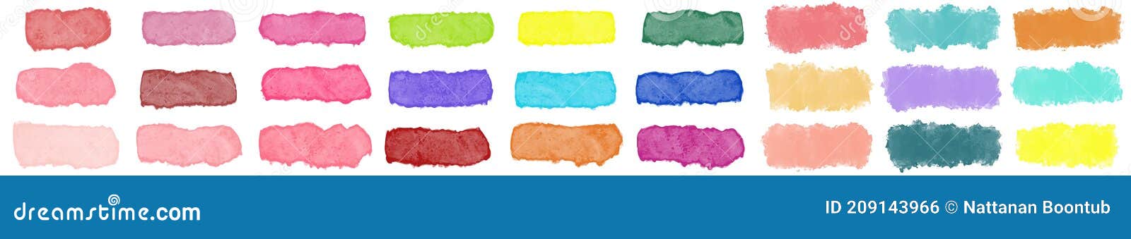 Set of Pastel Colorful Watercolor Brush Isolate on White, Vector Stock ...
