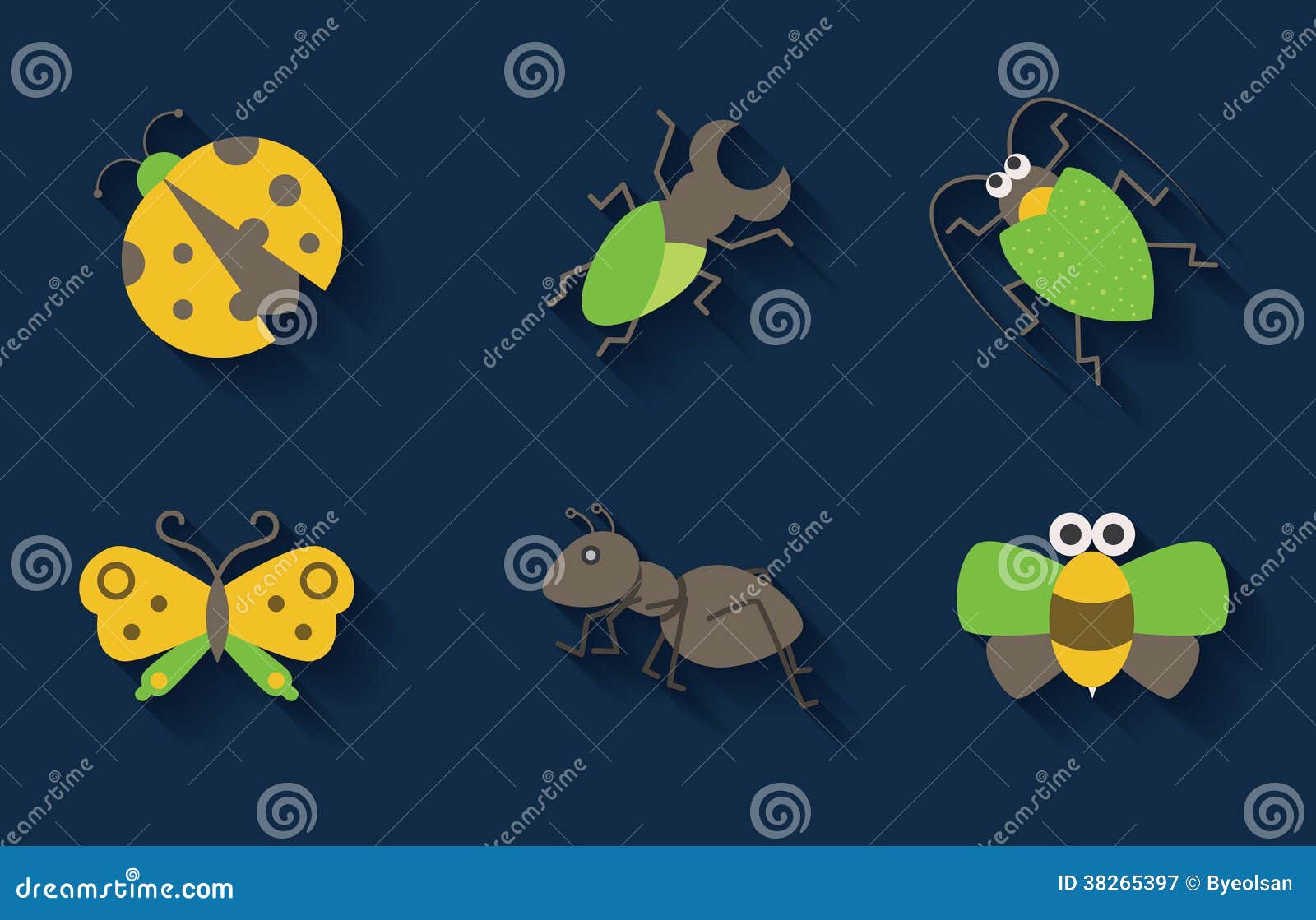 Set of pastel insect icons stock vector. Illustration of ladybird ...