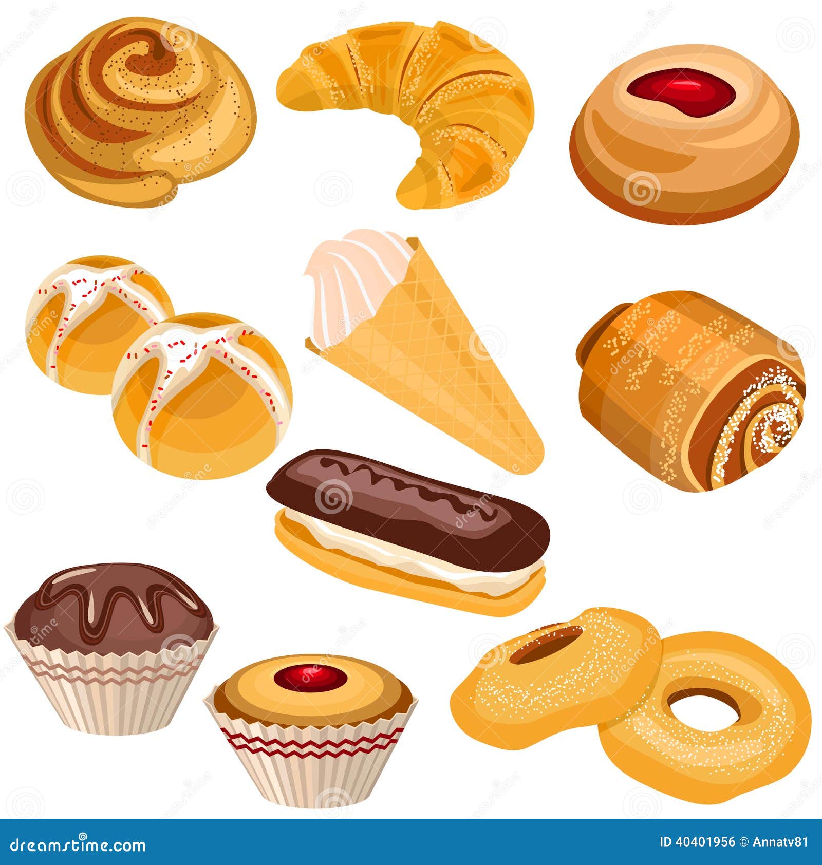 Pastry Set Cartoon Vector | CartoonDealer.com #50703891