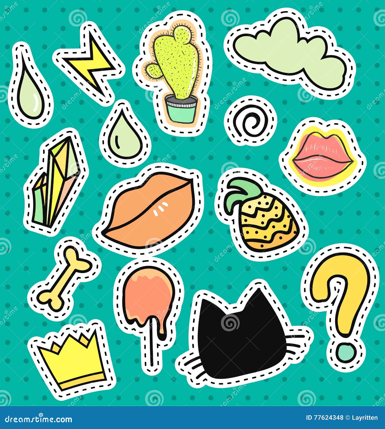 Set Patch Badges. Cartoon Patches Collection Stock Vector ...