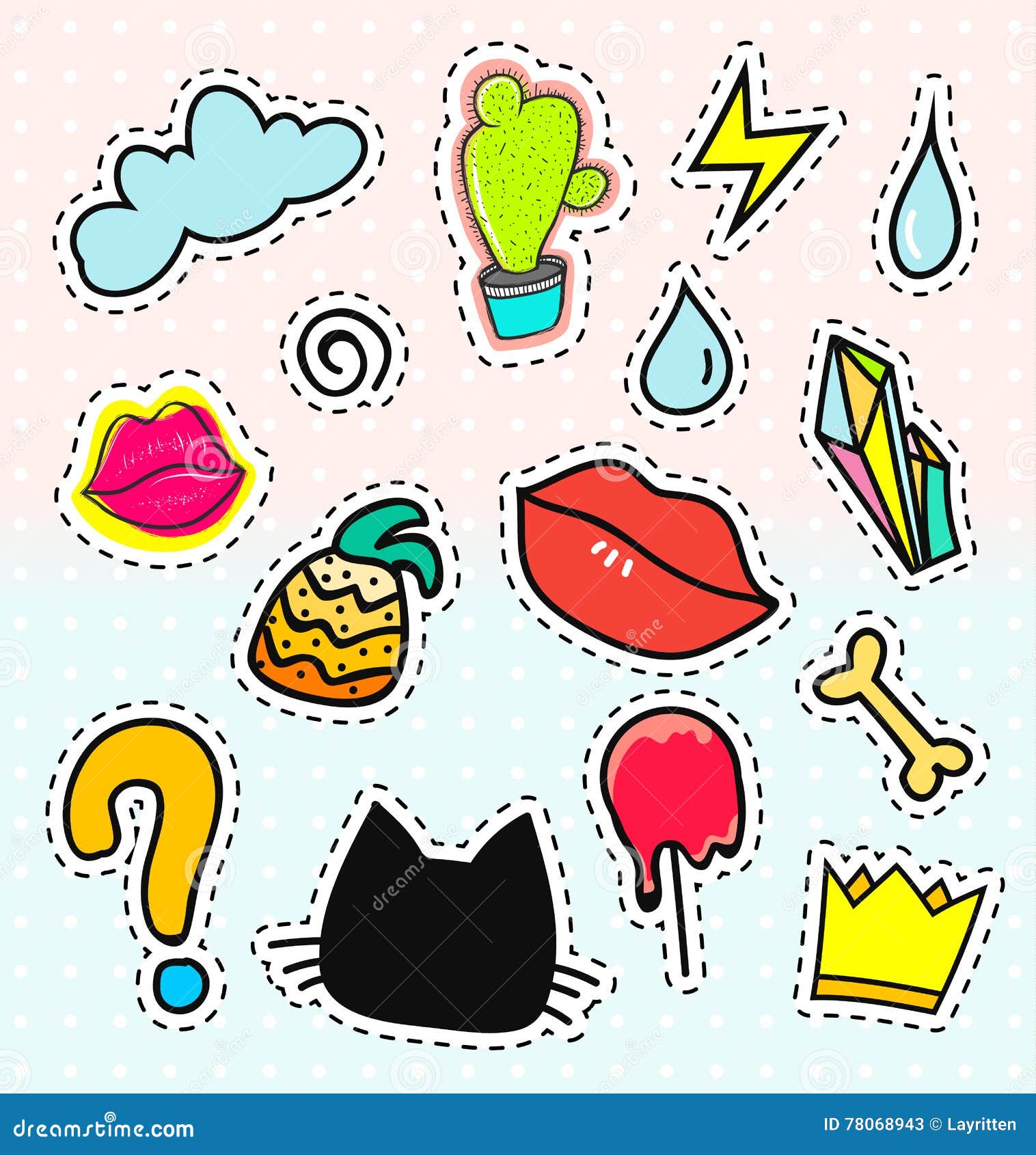 Set Patch Badges. Cartoon Patches Collection Stock Vector ...